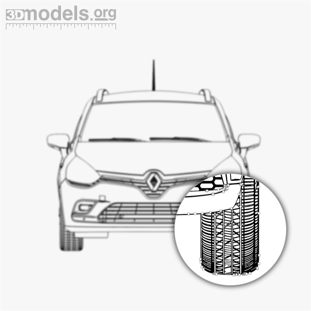 Renault Clio Signature Nav Estate 2018 Vector Blueprint - 3DModels.org