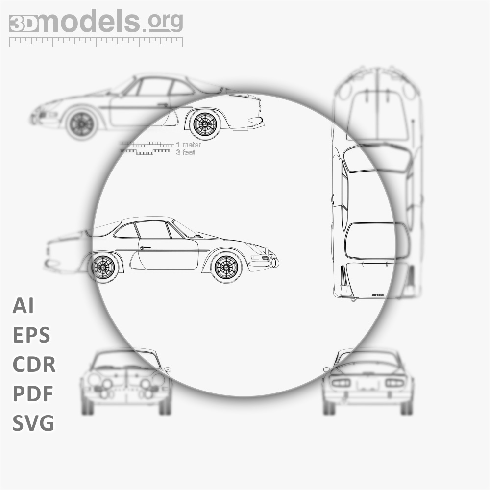 Renault Alpine A110 1600S 1972 Vector Blueprint - 3DModels.org