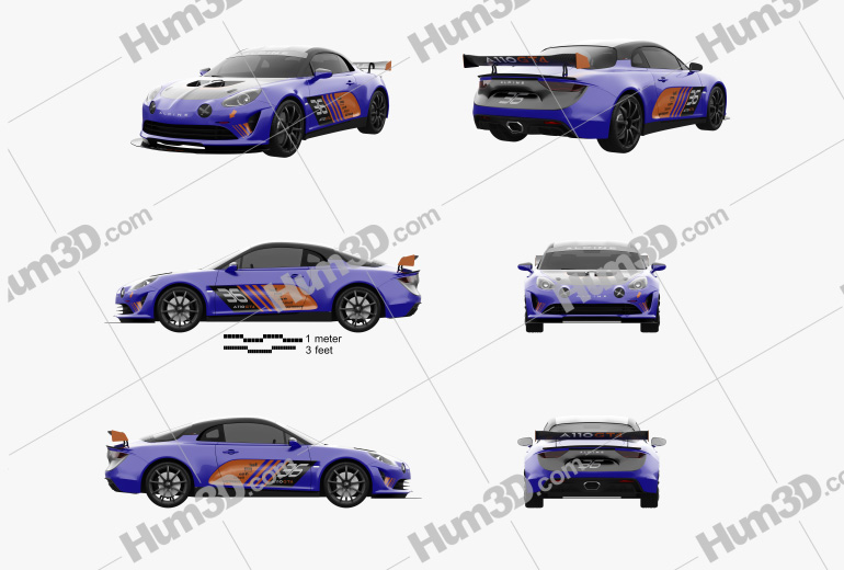 Renault Alpine A110 GT4 2021 Blueprint Template - 3DModels.org