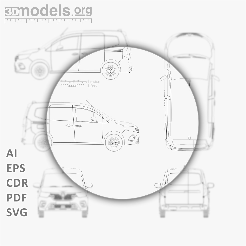 Renault Kangoo Van 2023 Vector Blueprint - 3DModels.org