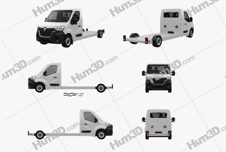 Renault Master Platform Cab L3 2020 Blueprint Template - 3DModels.org