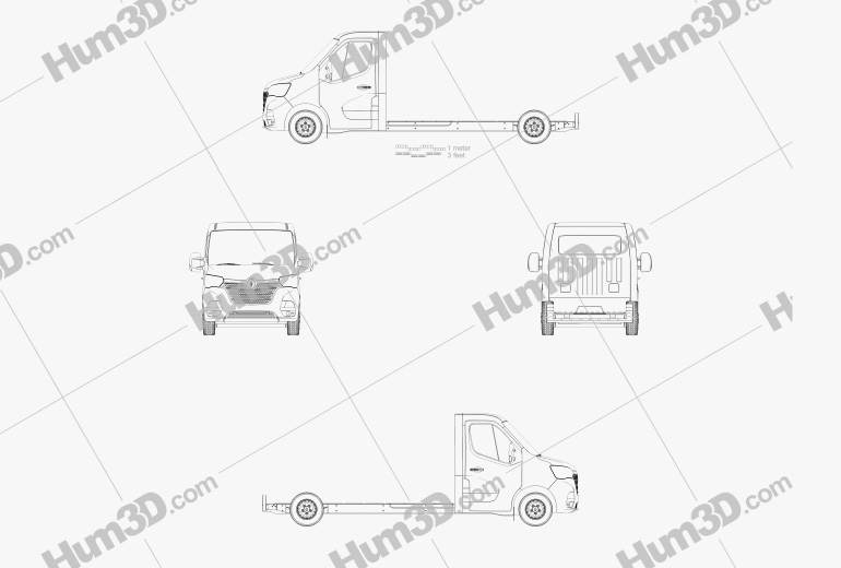 Renault Master Platform Cab L3 2020 Blueprint - 3DModels.org