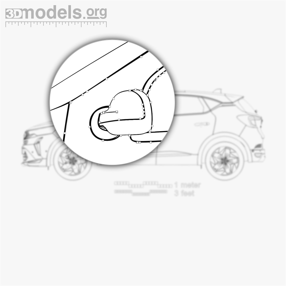 Renault Captur E-Tech Hybrid Techno 2025 Vector Blueprint - 3DModels.org