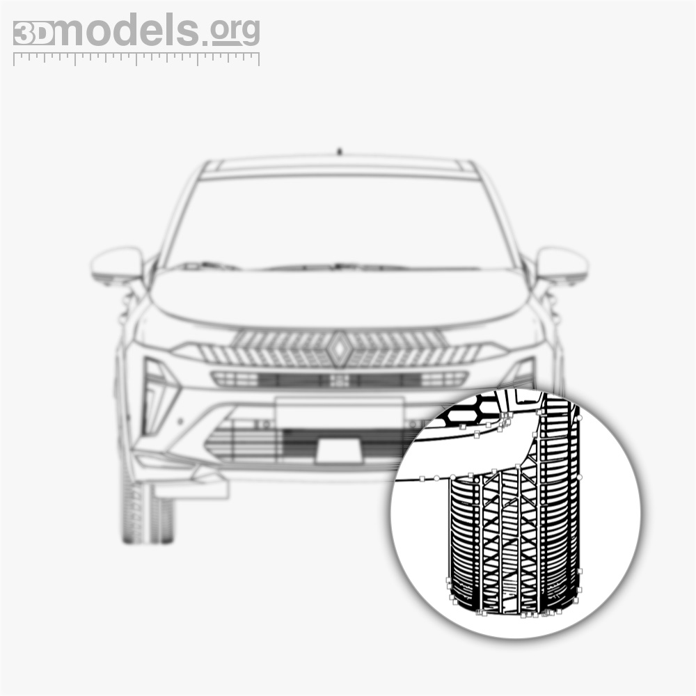 Renault Captur E-Tech Hybrid Techno 2025 Vector Blueprint - 3DModels.org