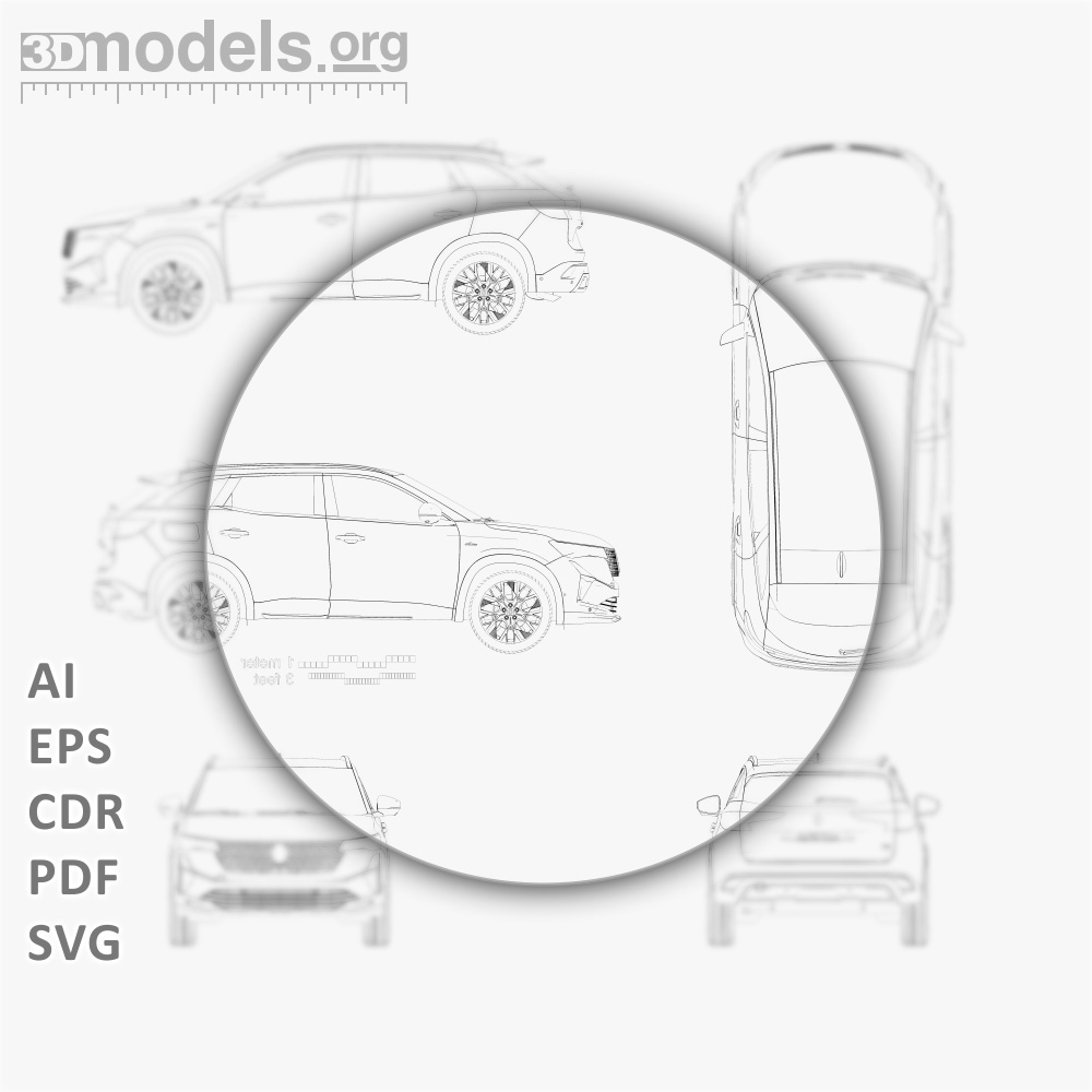 Renault Austral E-Tech Esprit Alpine 2025 Vector Blueprint - 3DModels.org
