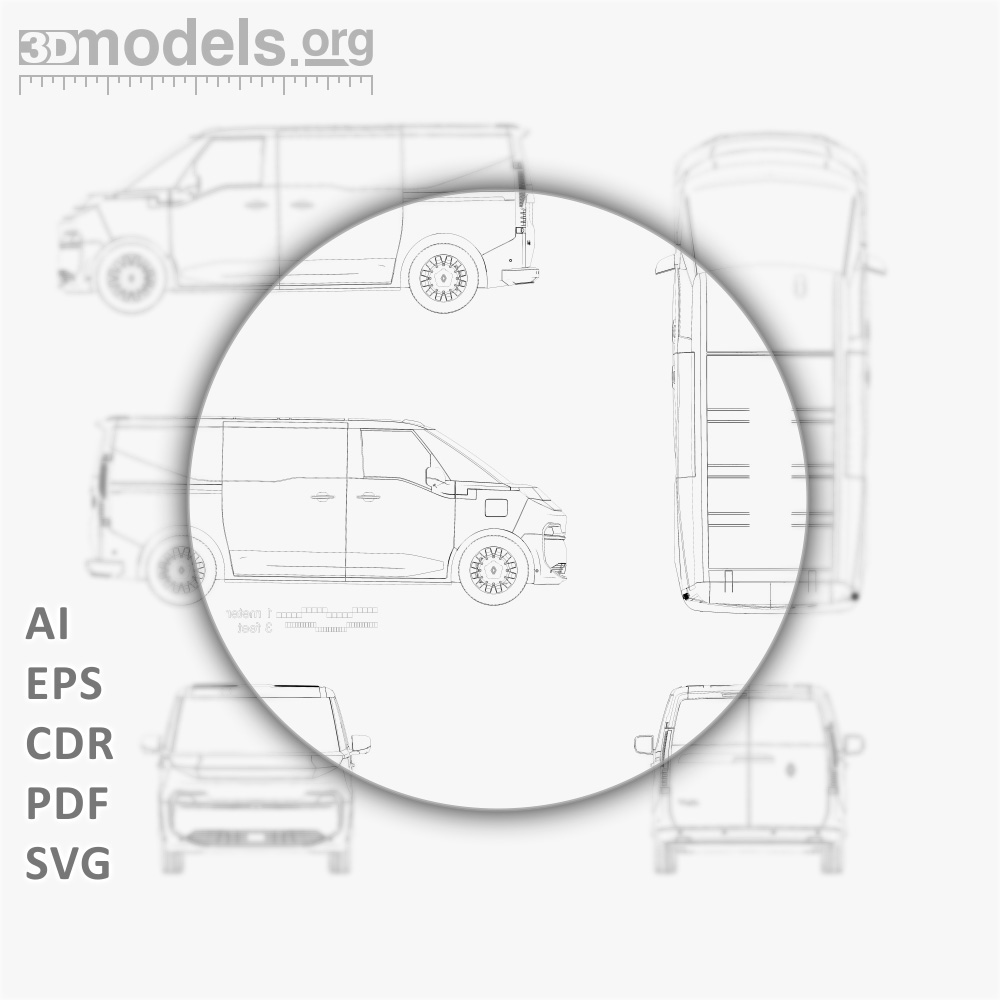 Renault Trafic Panel Van 2025 Vector Blueprint - 3DModels.org