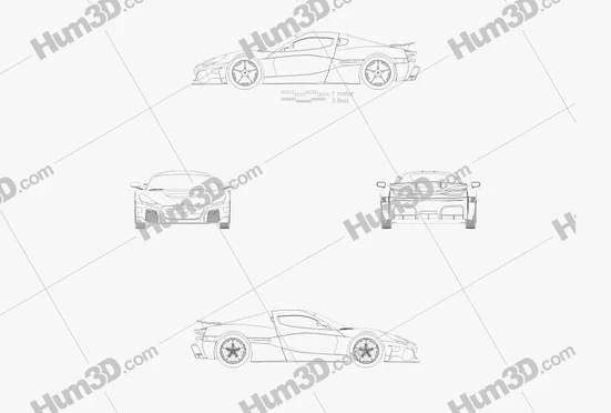 Rimac blueprints Download in PNG - 3DModels.org