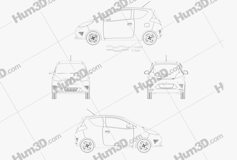 Roewe E50 EV 2016 Blueprint - 3DModels.org