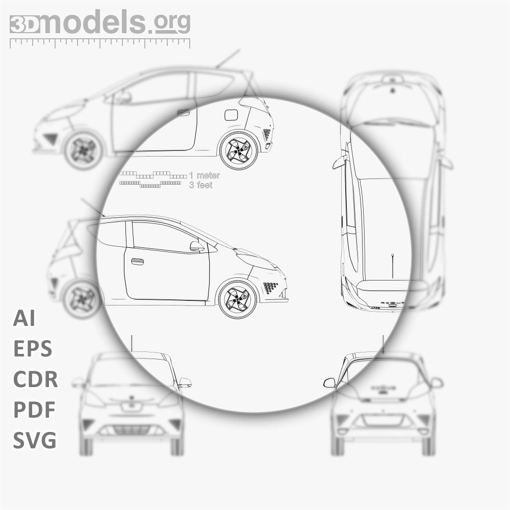 Roewe E50 EV 2016 Vector Blueprint - 3DModels.org
