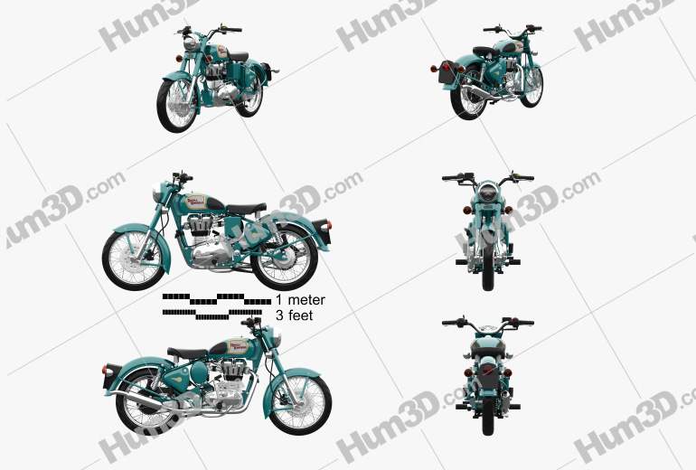 Royal Enfield Bullet C5 Classic 2014 Blueprint Template - 3DModels.org