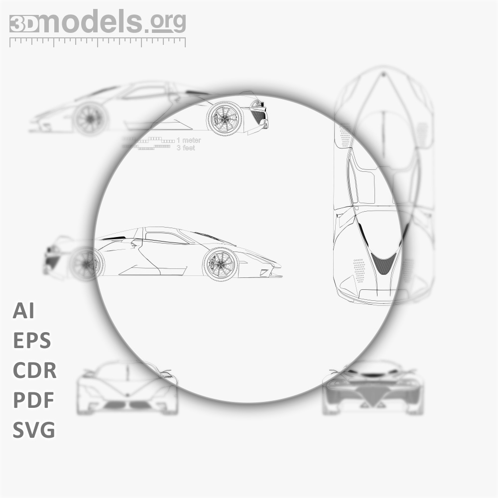 SSC Tuatara 2023 Vector Blueprint - 3DModels.org