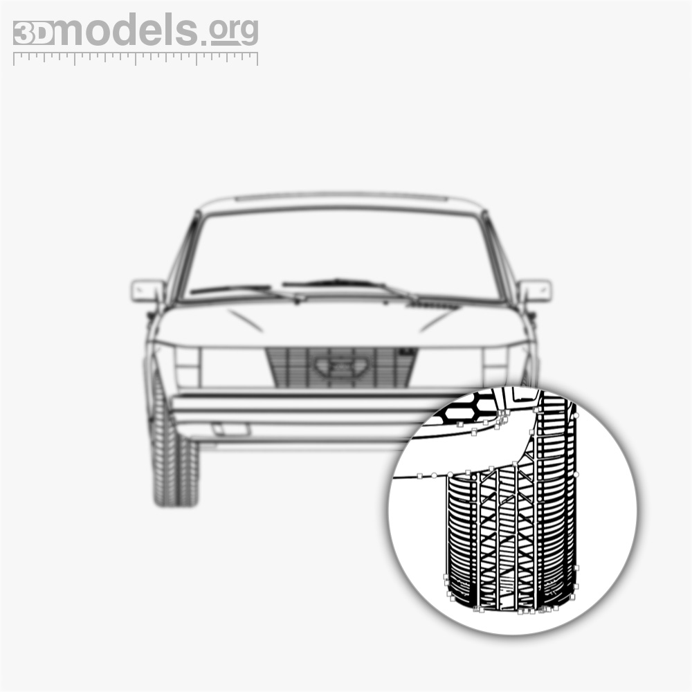 Saab 900 GLE combi 1994 Vector Blueprint - 3DModels.org