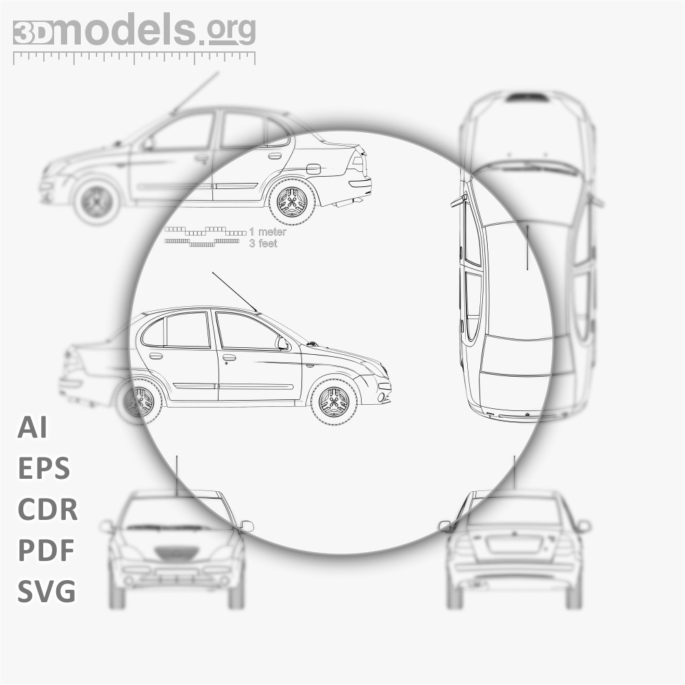 Saipa Tiba 2014 Vector Blueprint - 3DModels.org