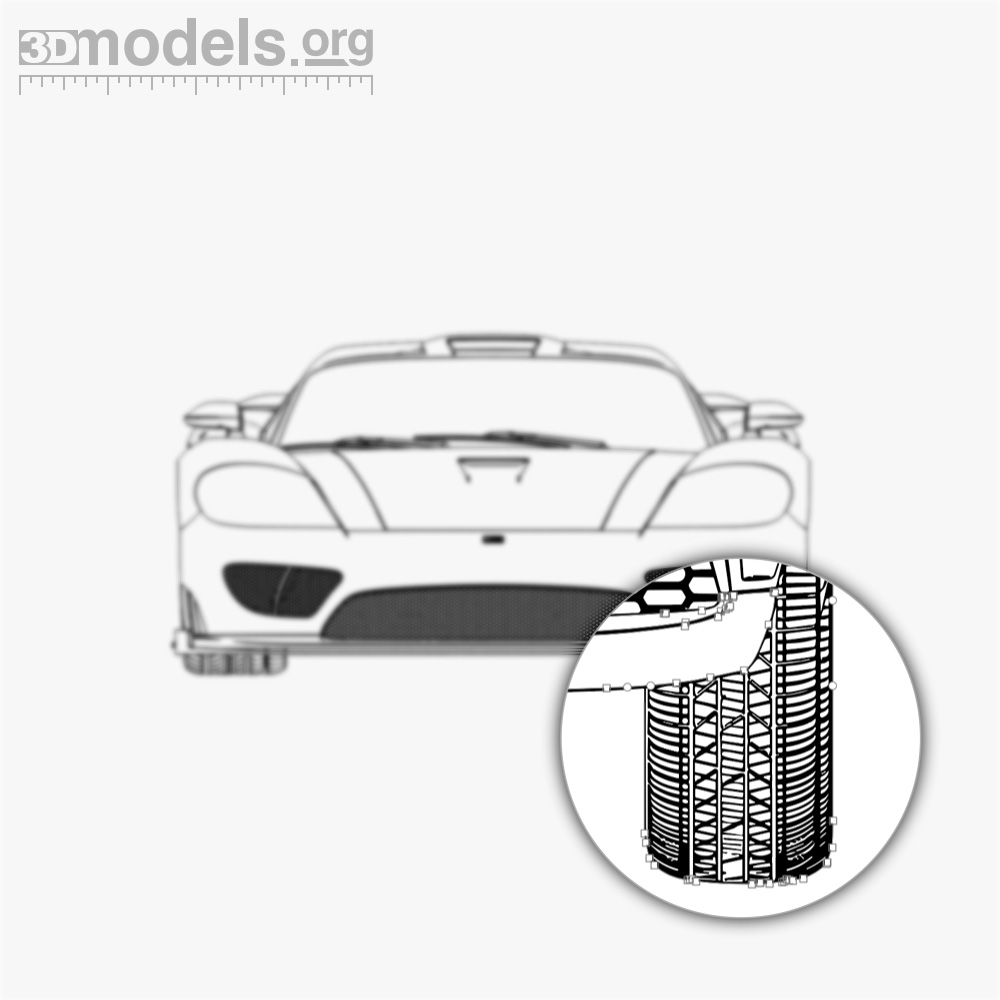 Saleen S7 Twin Turbo 2009 Vector Blueprint - 3DModels.org