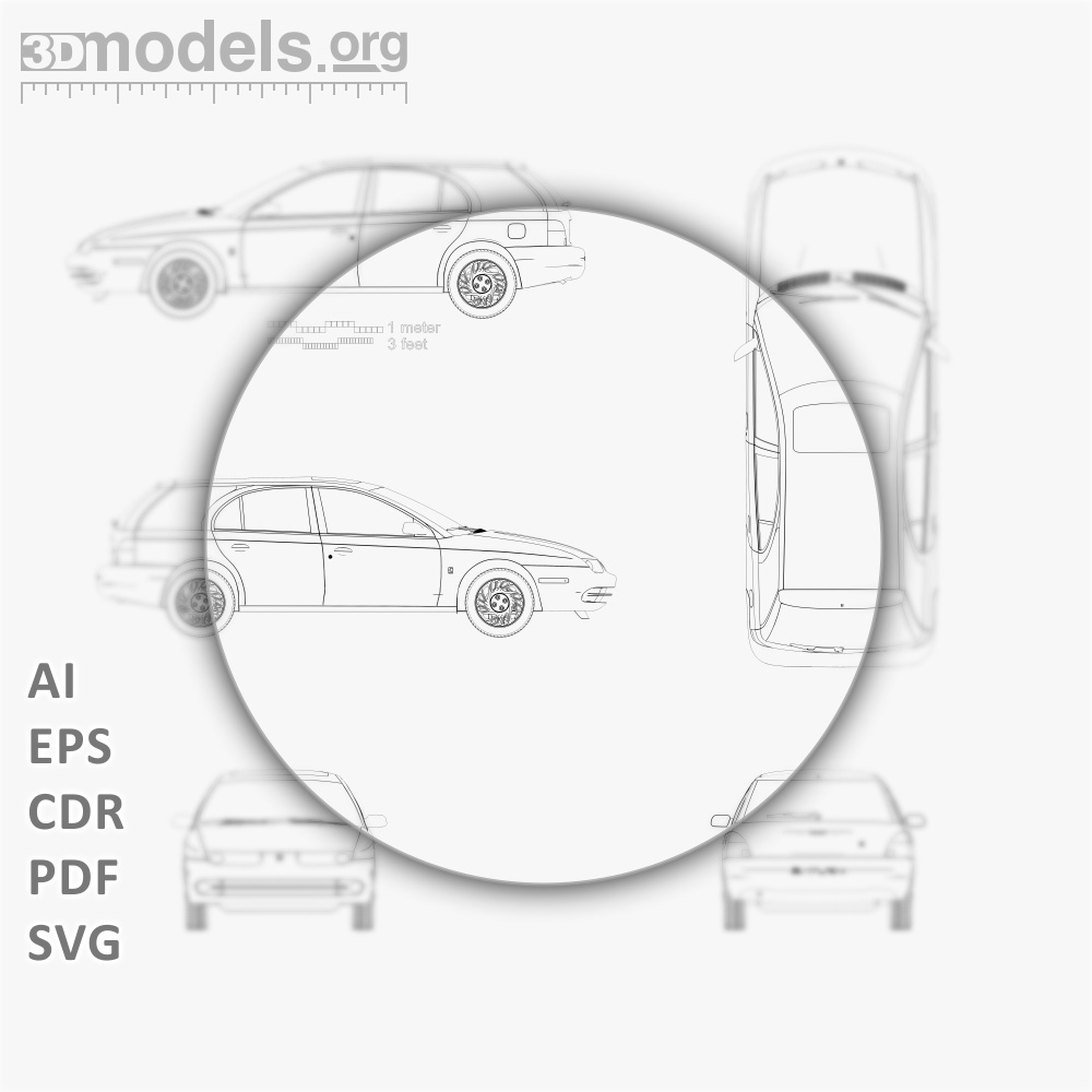 Saturn S-series SW 2002 Vector Blueprint - 3DModels.org