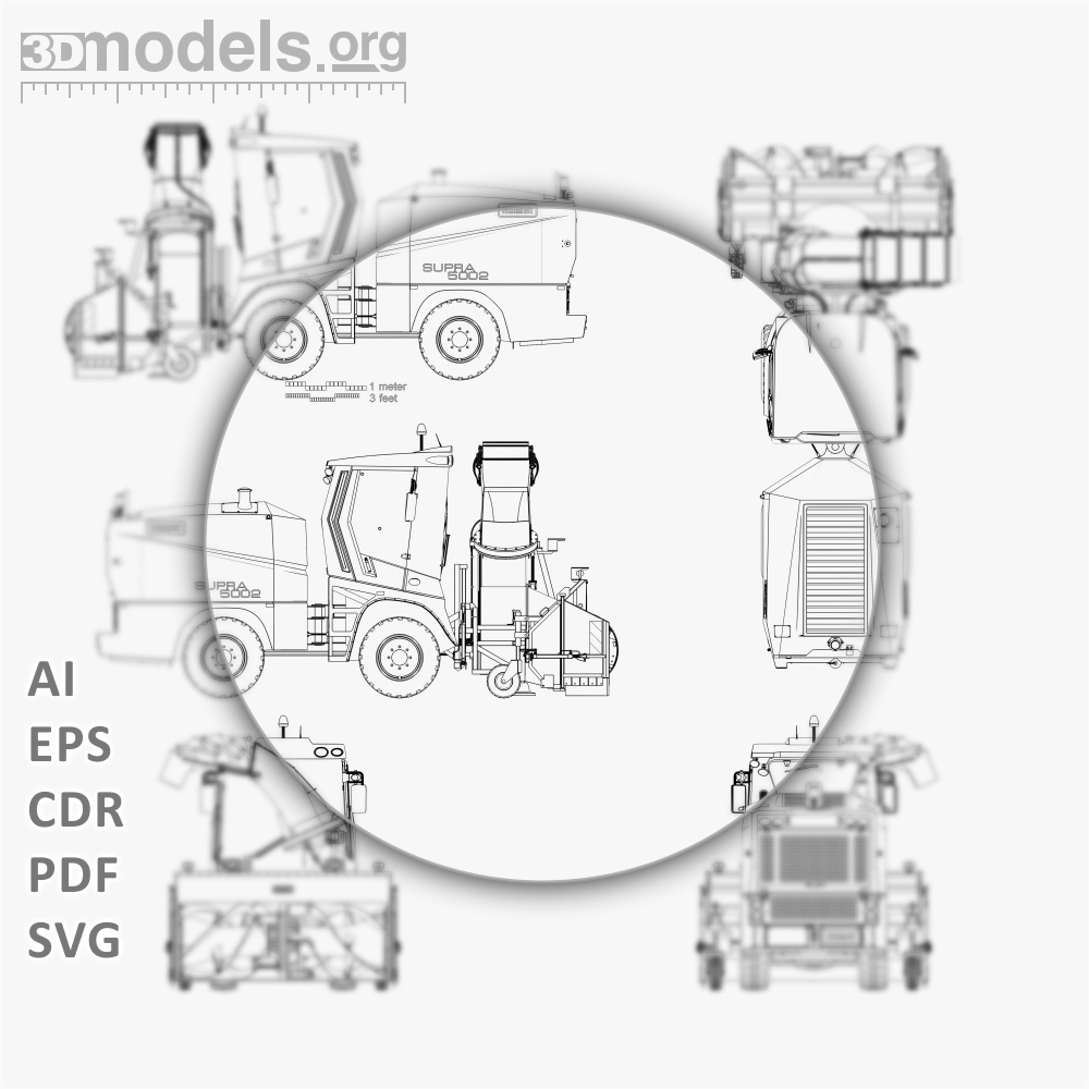 Schmidt Supra 5002 Snow Cutter Blower 2018 Vector Blueprint - 3DModels.org