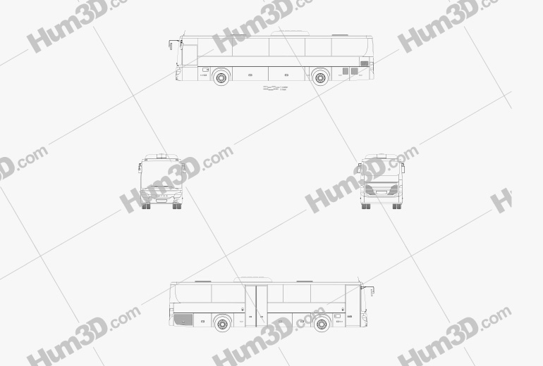 Setra MultiClass S 415 H bus 2015 Blueprint - 3DModels.org