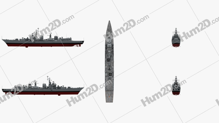 Delhi-class destroyer Blueprint Template - 3DModels.org