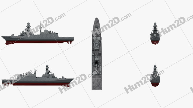 FREMM frigate Blueprint Template - 3DModels.org