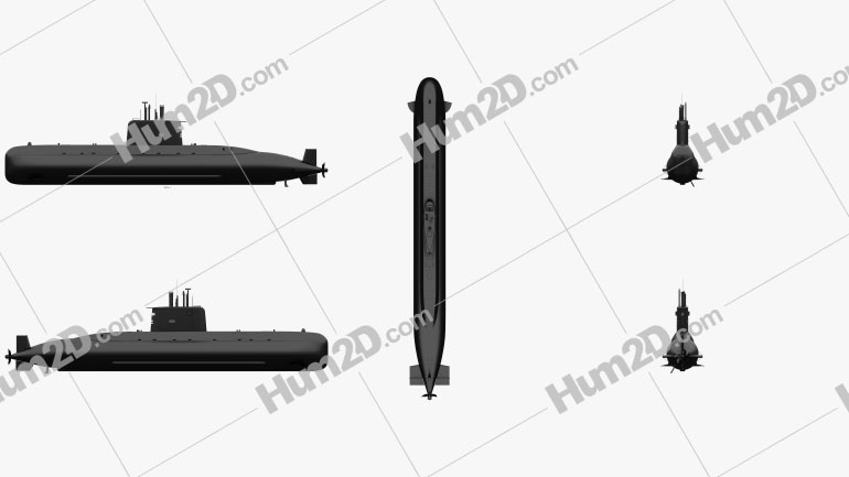 Type 209 submarine Blueprint Template - 3DModels.org