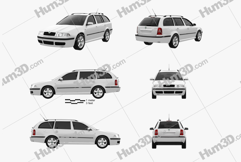 Skoda Octavia Tour Combi 2011 Blueprint Template - 3DModels.org
