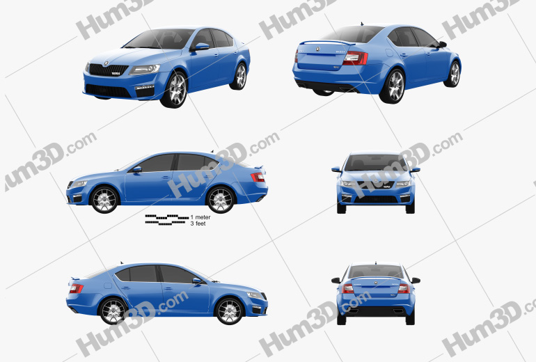 Skoda Octavia RS 2016 Blueprint Template - 3DModels.org