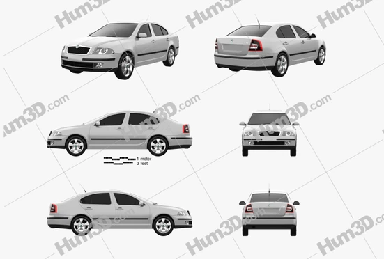 Skoda Octavia blueprints Download in PNG - 3DModels.org