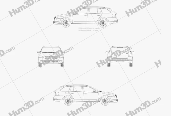 Skoda Octavia blueprints Download in PNG - 3DModels.org