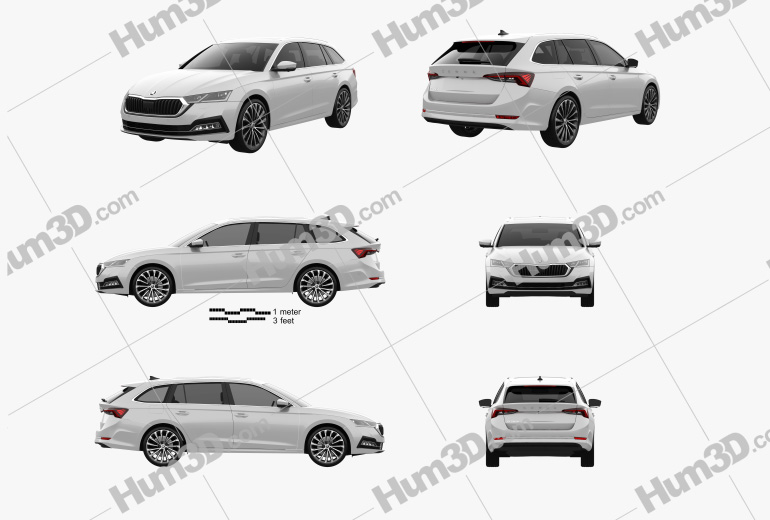 Skoda Octavia combi 2022 Blueprint Template - 3DModels.org