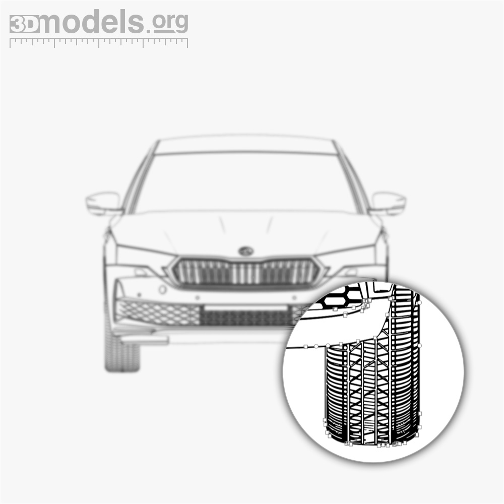 Skoda Octavia liftback Sportline 2025 Vector Blueprint - 3DModels.org
