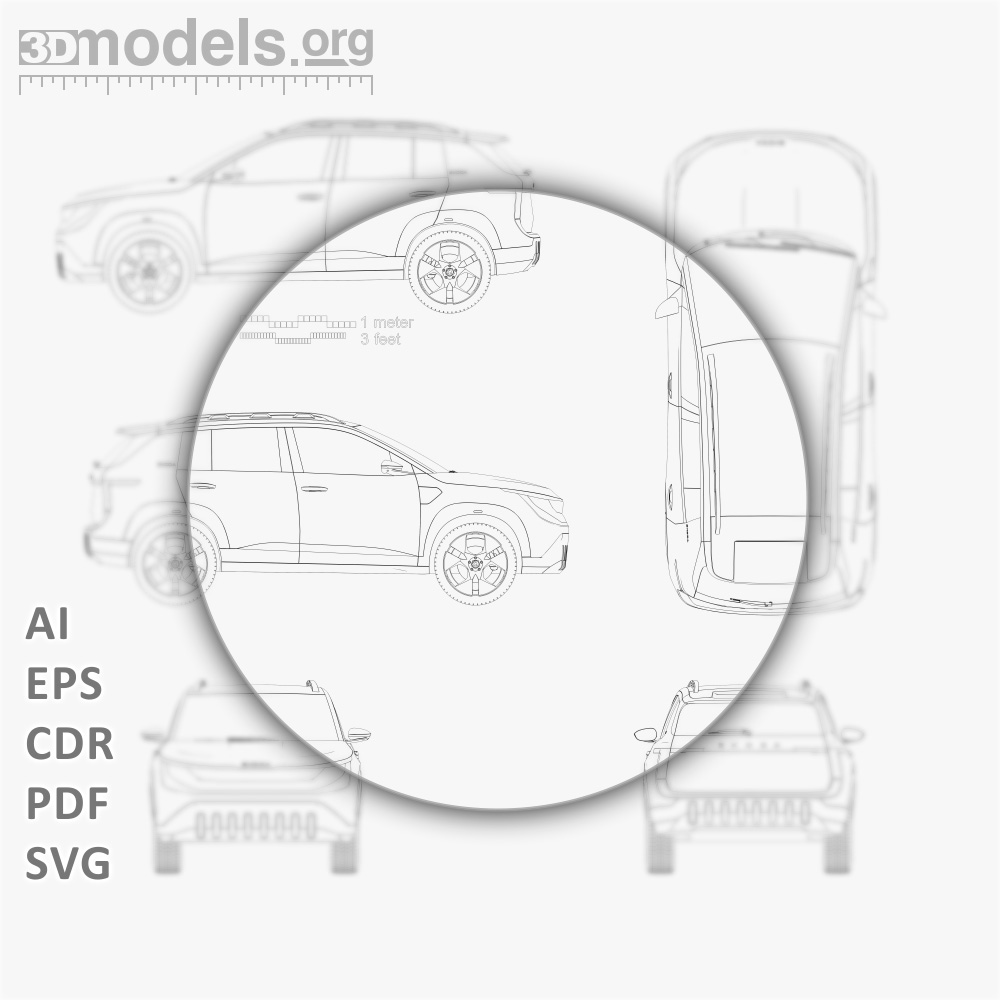 Skoda Epiq concept 2024 Vector Blueprint - 3DModels.org