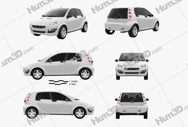 Smart Forfour 2008 Blueprint Template - 3DModels.org