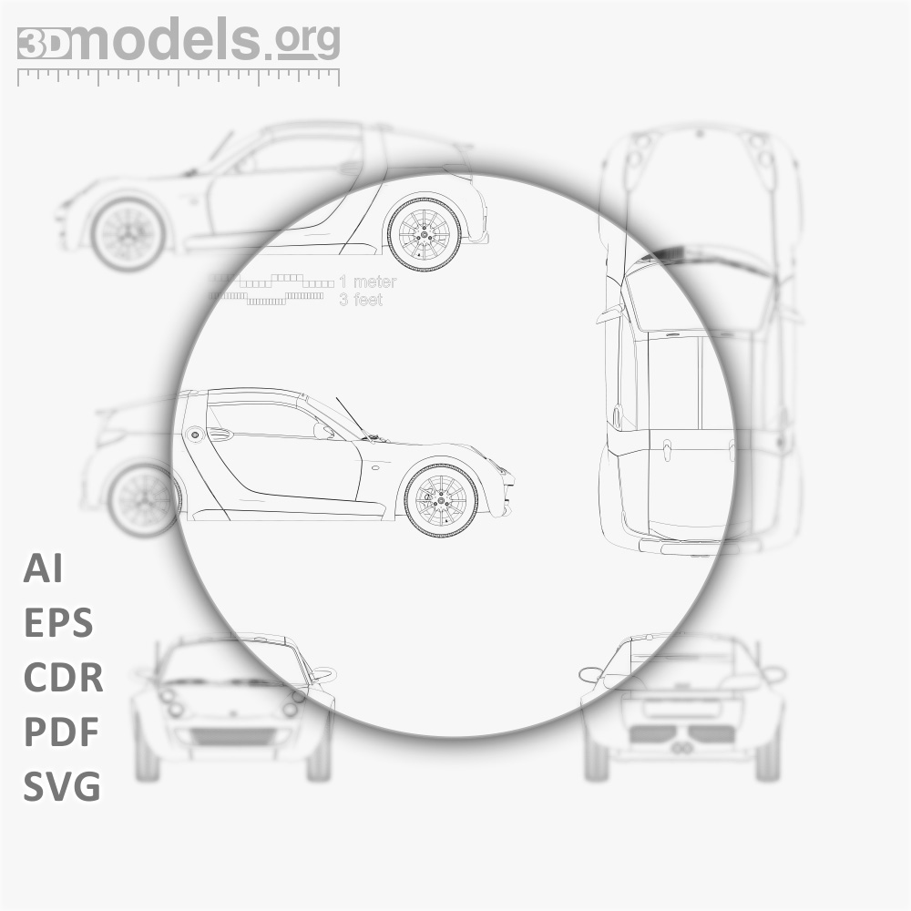 Smart Roadster Coupe 2008 Vector Blueprint - 3DModels.org
