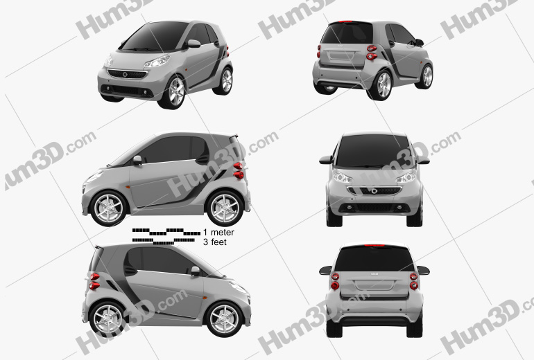 Smart Fortwo coupe 2015 Blueprint Template - 3DModels.org