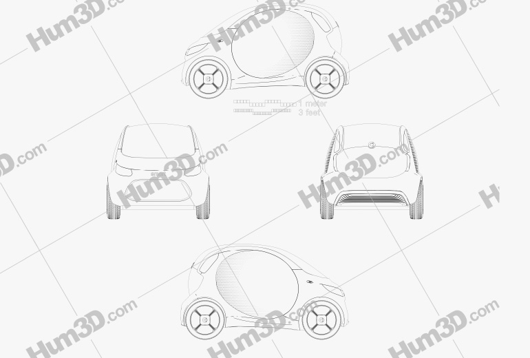 Smart Vision EQ Fortwo 2017 Blueprint - 3DModels.org