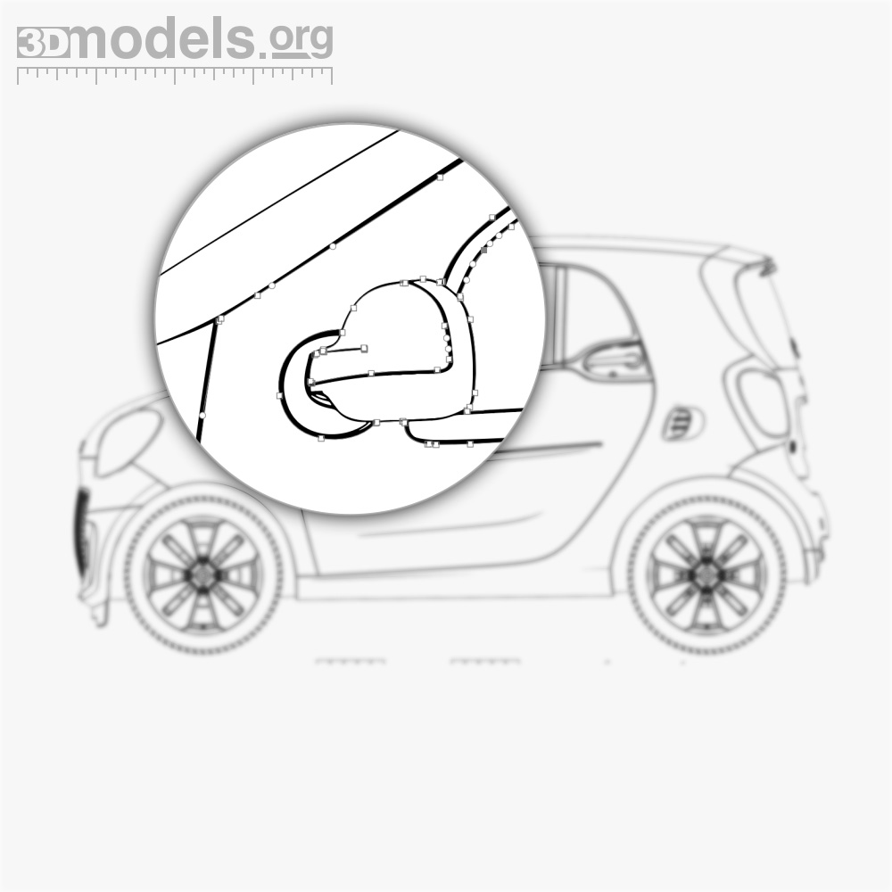 Smart ForTwo EQ Prime coupe 2023 Vector Blueprint - 3DModels.org