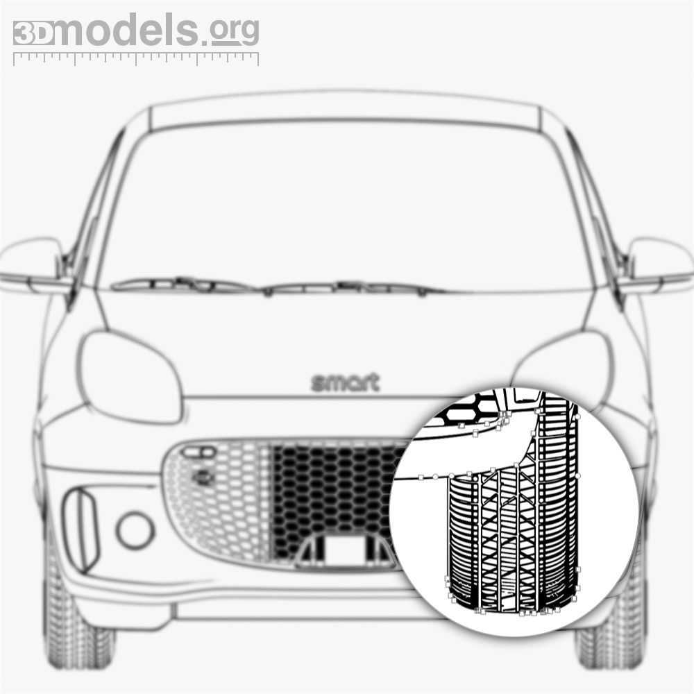 Smart ForTwo EQ Prime coupe 2023 Vector Blueprint - 3DModels.org