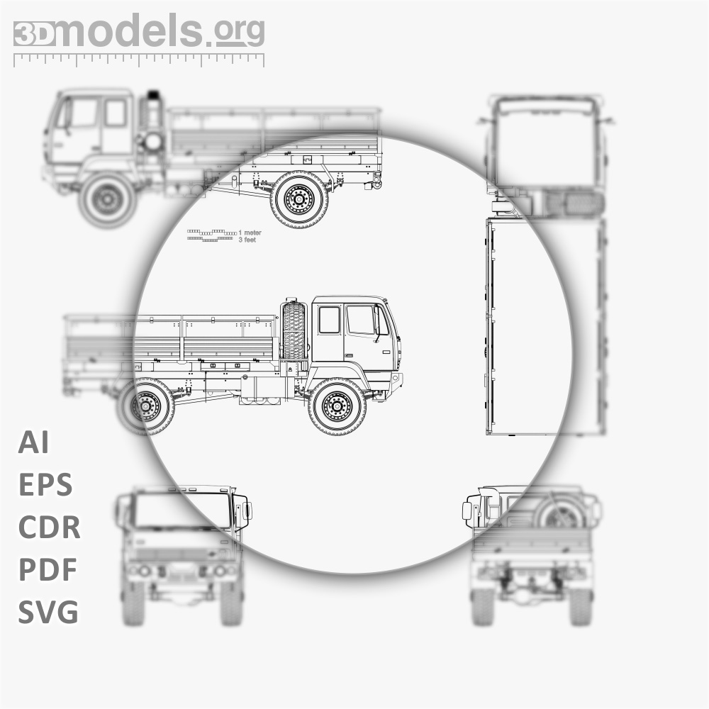 Stewart & Stevenson M1083 MTV Truck 2 essieux 2022 Plan Vectoriel ...
