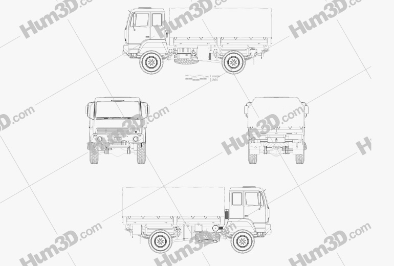 Steyr 12M18 General Utility Truck 1996 Blueprint - 3DModels.org