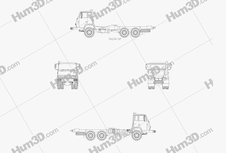Steyr Plus 91 1491 Chassis Army Truck 1978 Blueprint - 3DModels.org
