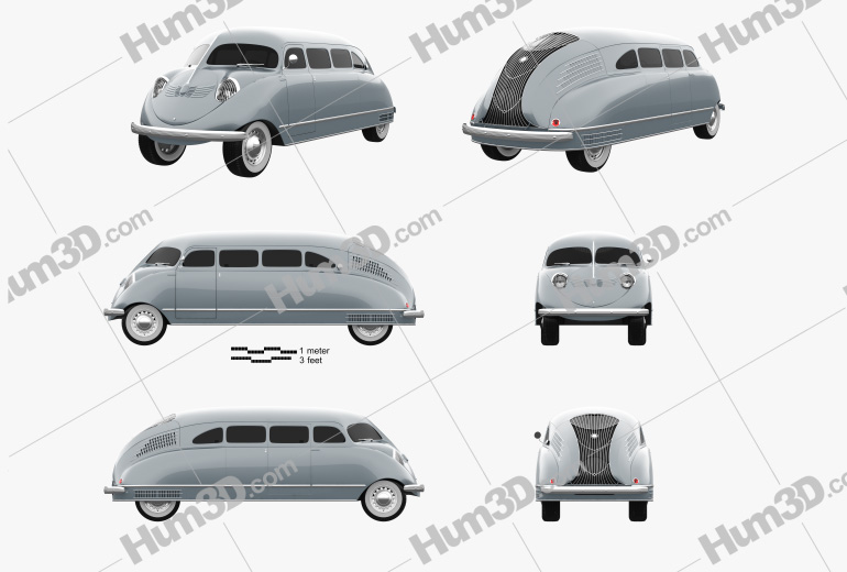 Stout Scarab 1936 Blueprint Template - 3DModels.org