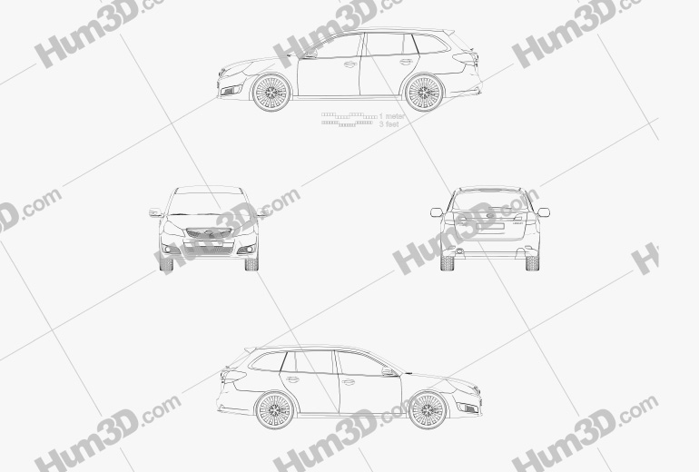 Subaru Legacy blueprints Download in PNG - 3DModels.org