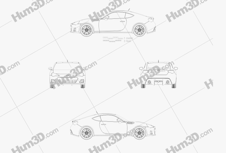 Subaru BRZ 2015 Blueprint - 3DModels.org