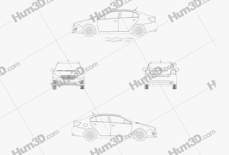 Subaru Impreza 1996 Blueprint - 3DModels.org