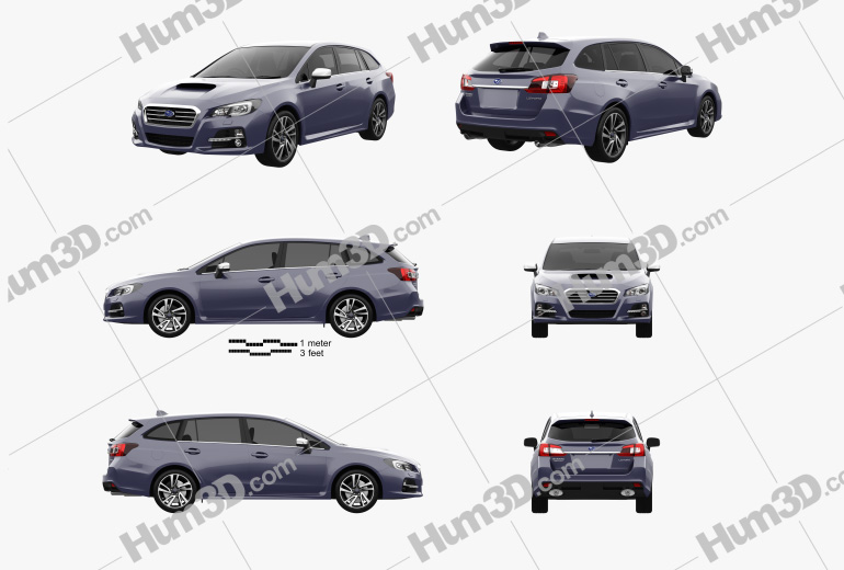 Subaru Levorg 1996 Blueprint Template - 3DModels.org