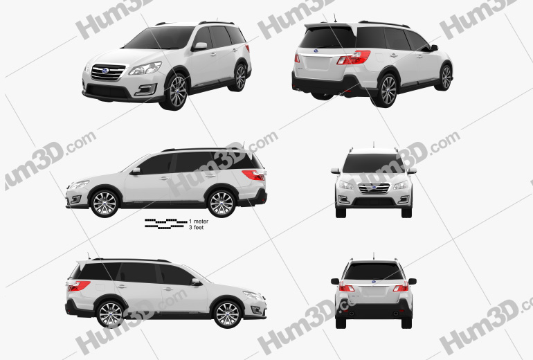 Subaru Exiga Crossover 7 2018 Blueprint Template - 3DModels.org