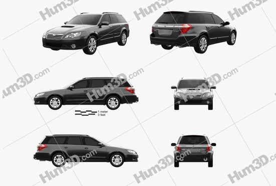 Subaru Outback blueprints Download in PNG - 3DModels.org