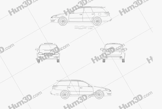 Subaru Legacy blueprints Download in PNG - 3DModels.org