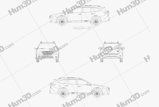 Subaru blueprints Download in PNG - 3DModels.org