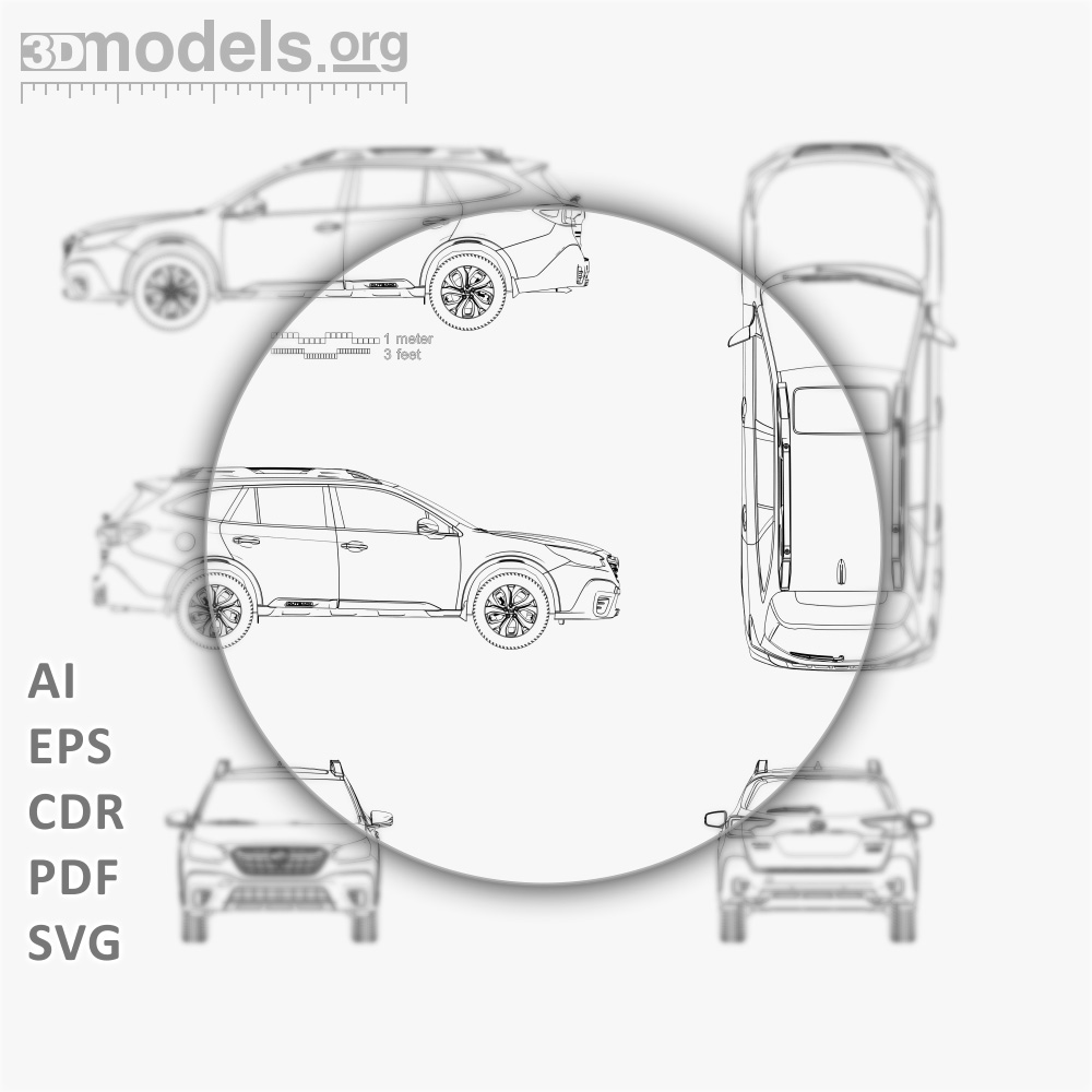 Subaru Outback Touring 2023 Vector Blueprint - 3DModels.org